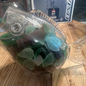 Large Fish Shaped Vase Filled With Sea Glass. - Etsy