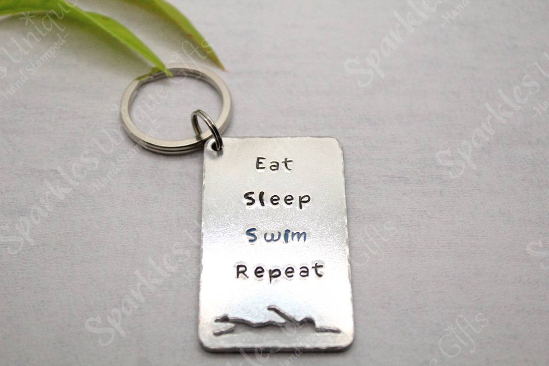 Swimming Gifts Keyring, Eat Sleep Swim Repeat, Swimming Keychain ...