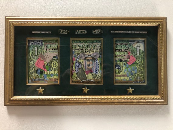 Keep More Cash Framed collage art by Mary Vandenberg ready to - Etsy