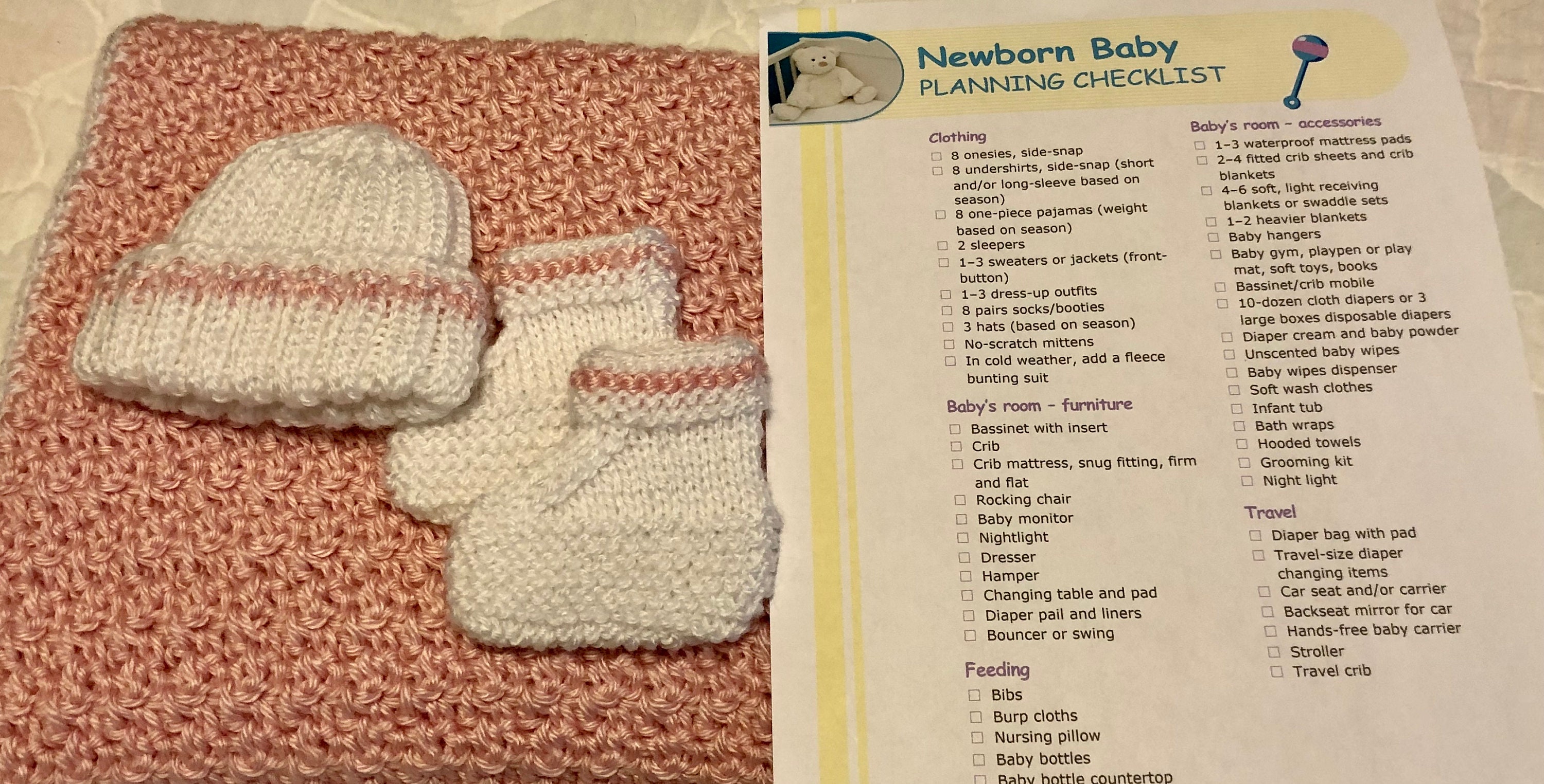 Pink/white Baby Blanket Set Baby Shower Baby Gift Set Knit Baby Set ...