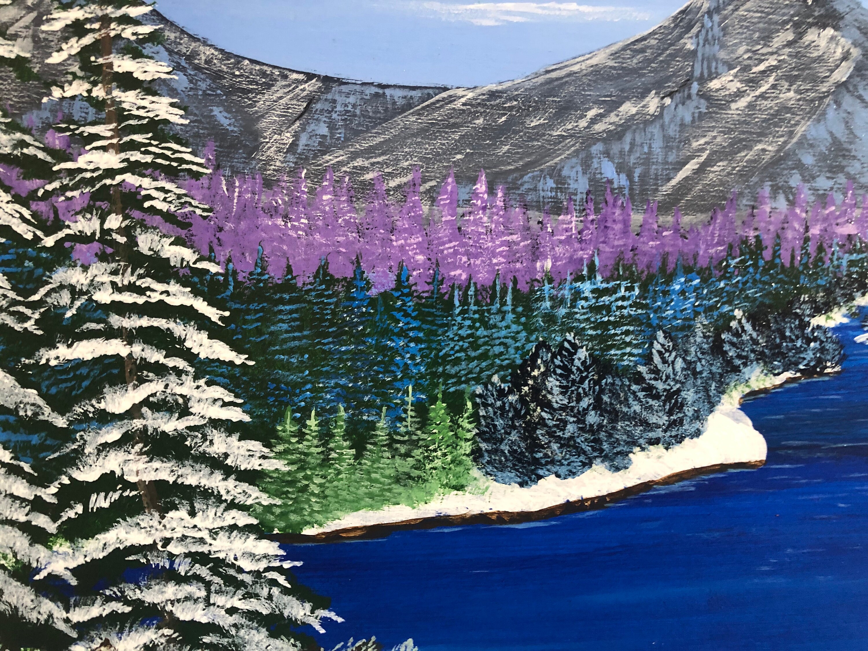 Live Edge Wood Slice Art Original Landscape Painting Rustic Wood Plank ...