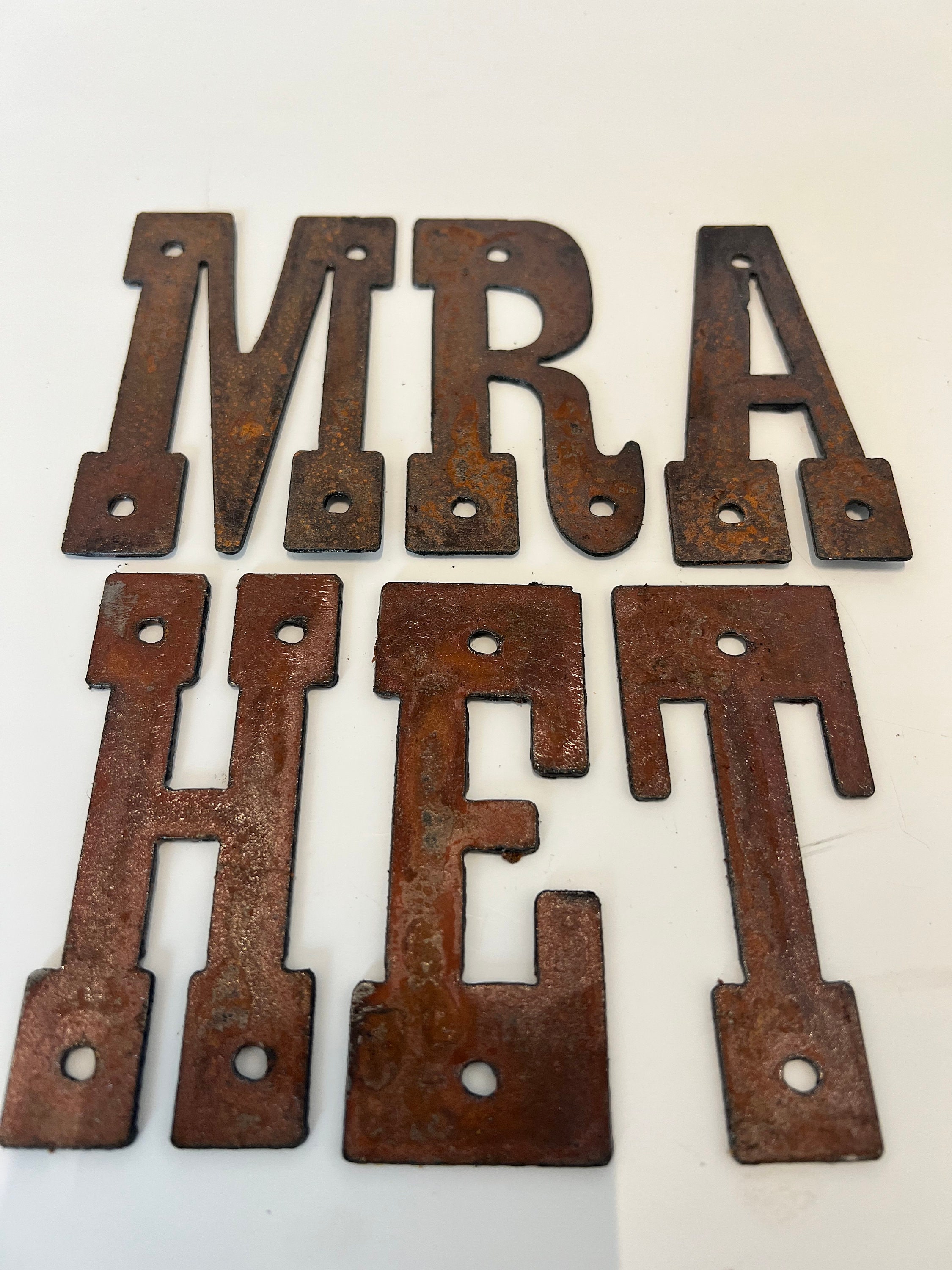3 Inch Numbers and Letters - Rusty or Natural Steel Finish - Mounting ...
