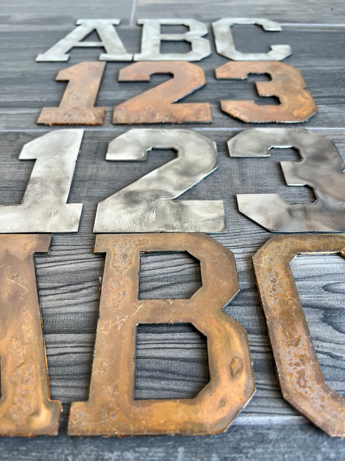8 Inch Numbers and Letters - Rusty or Natural Steel Finish - Mounting ...