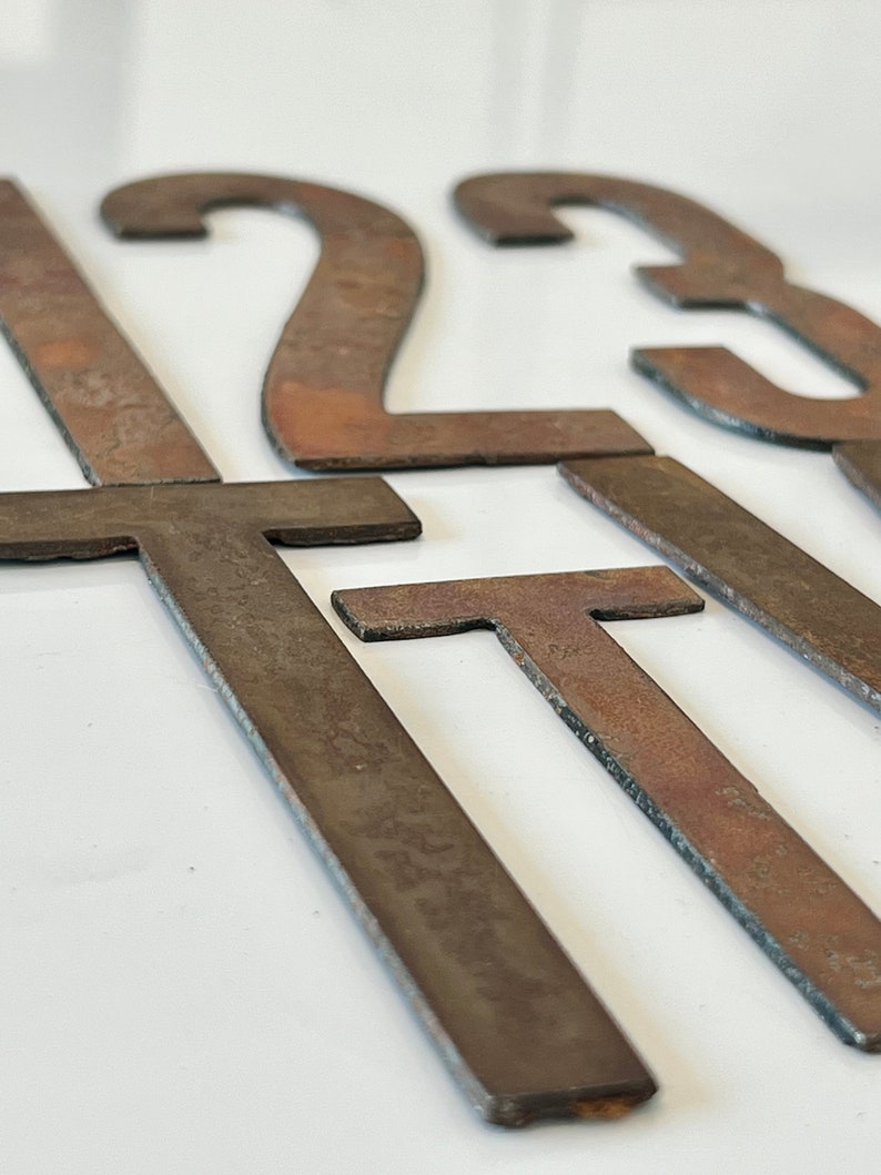 3 Inch Numbers and Letters Rusty or Natural Steel Finish Thin Font - Etsy