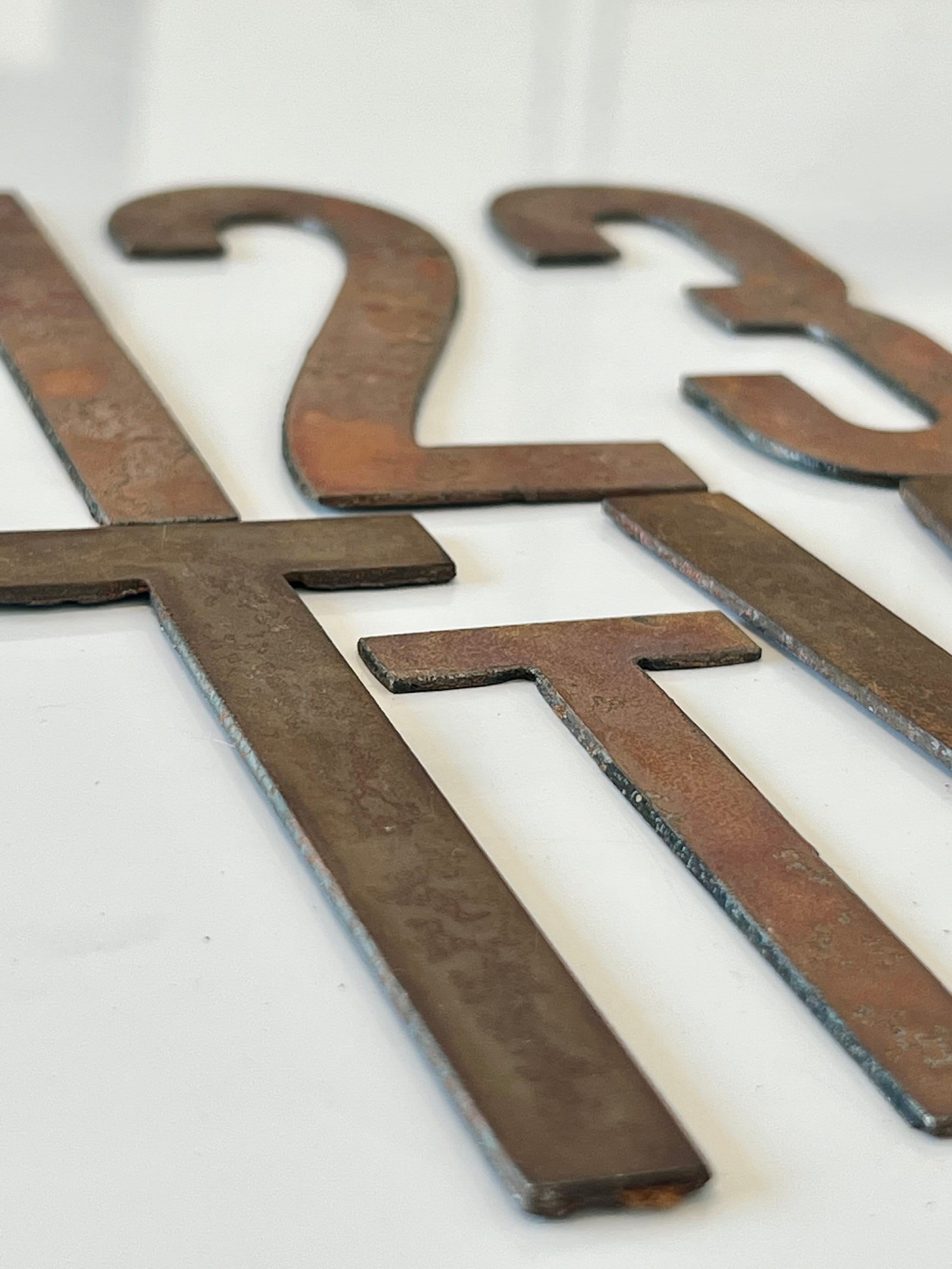 3 Inch Numbers and Letters - Rusty or Natural Steel Finish - Thin Font ...