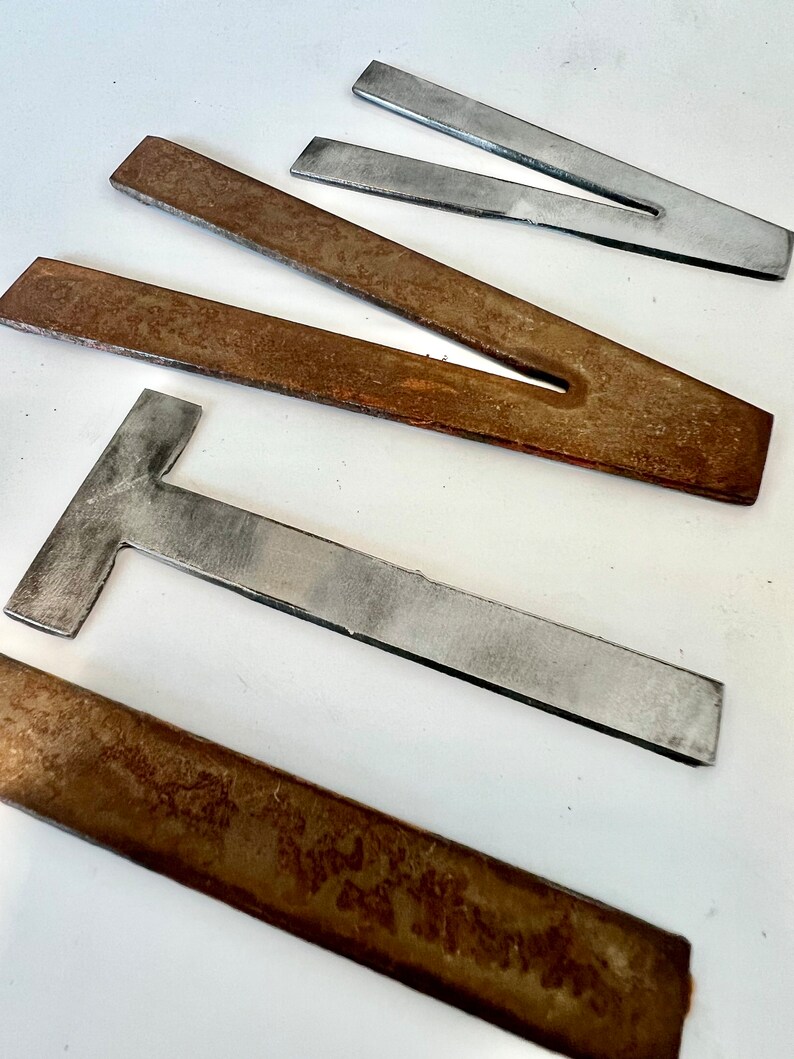 5 Inch Numbers and Letters - Rusty or Natural Steel Finish - Thin Font ...