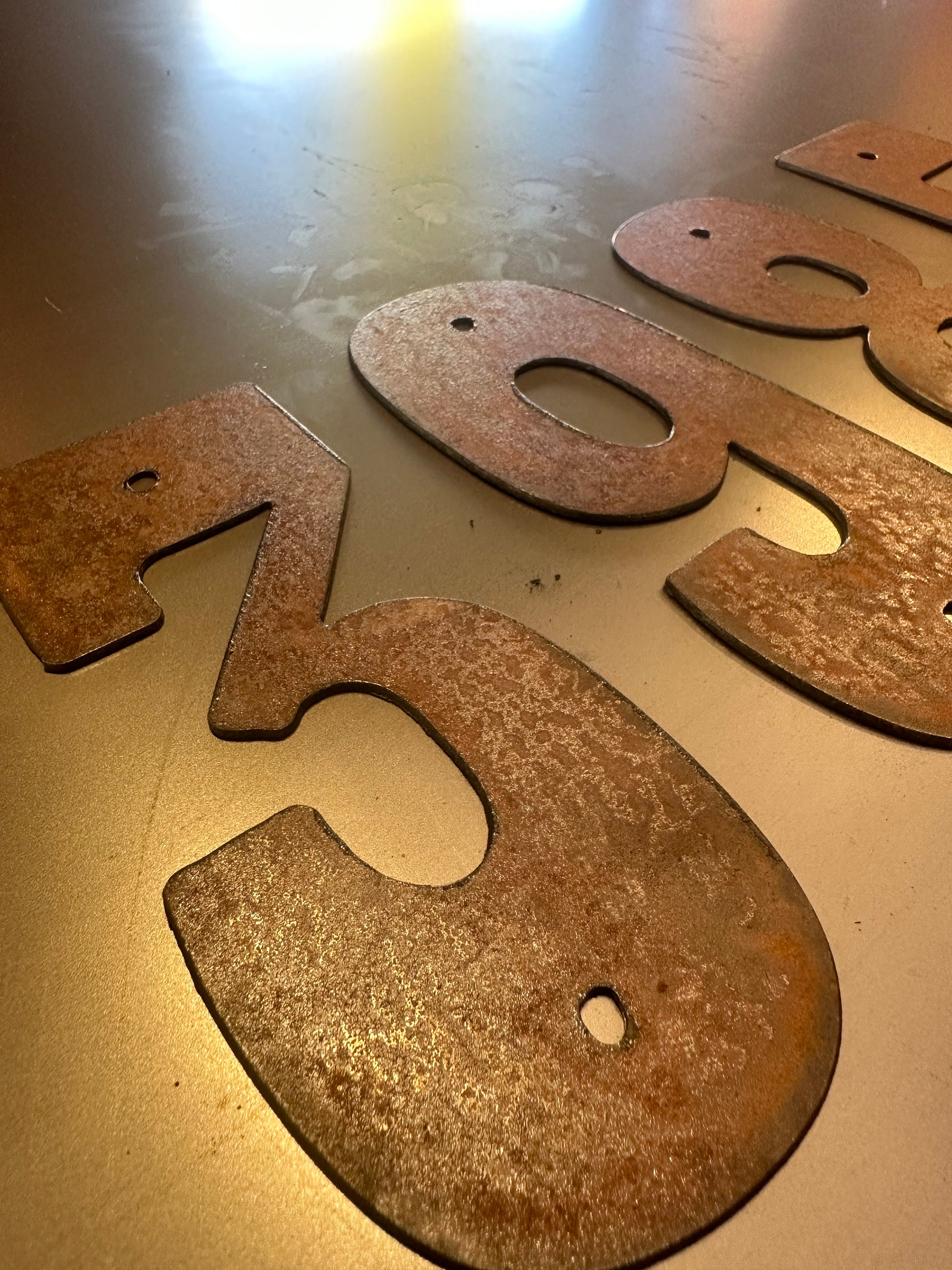3 Inch Numbers and Letters - Rusty or Natural Steel Finish - Mounting ...