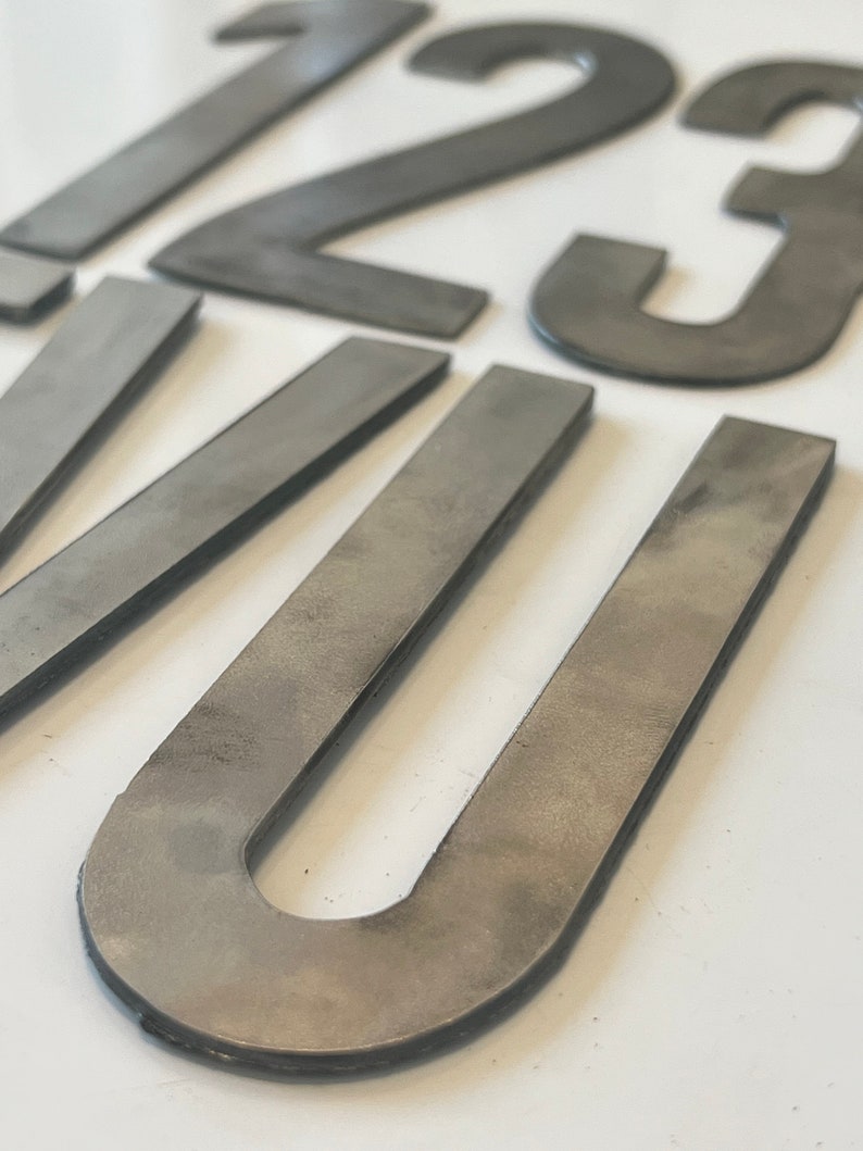 3 Inch Numbers and Letters Rusty or Natural Steel Finish Thin Font - Etsy