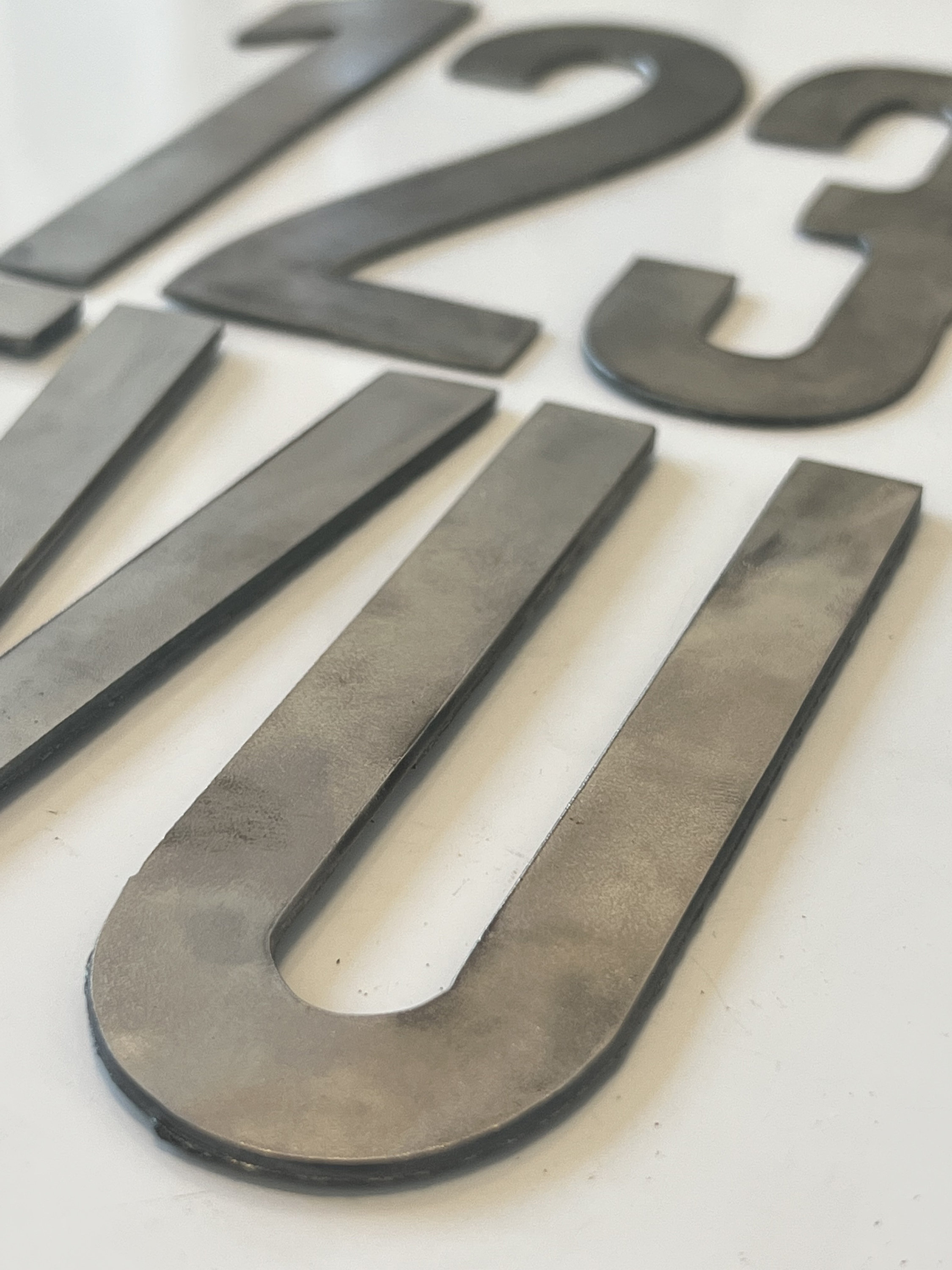 3 Inch Numbers and Letters - Rusty or Natural Steel Finish - Thin Font ...