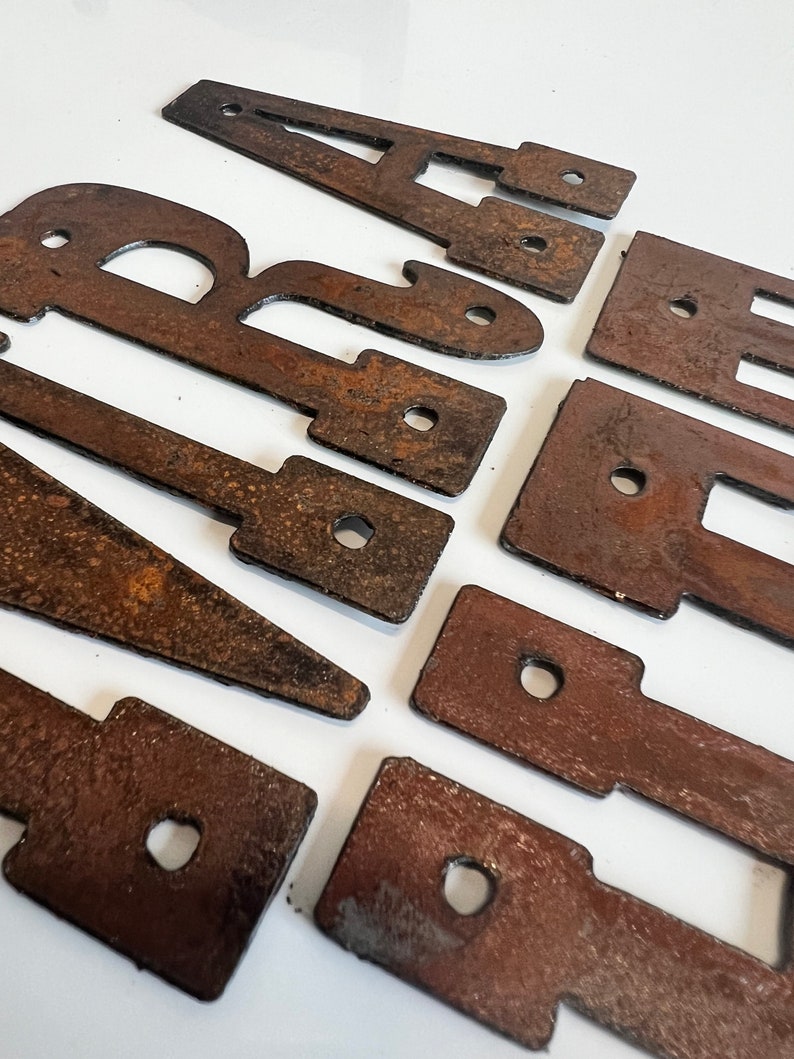 12 Inch Numbers and Letters - Rusty or Natural Steel Finish - Mounting ...