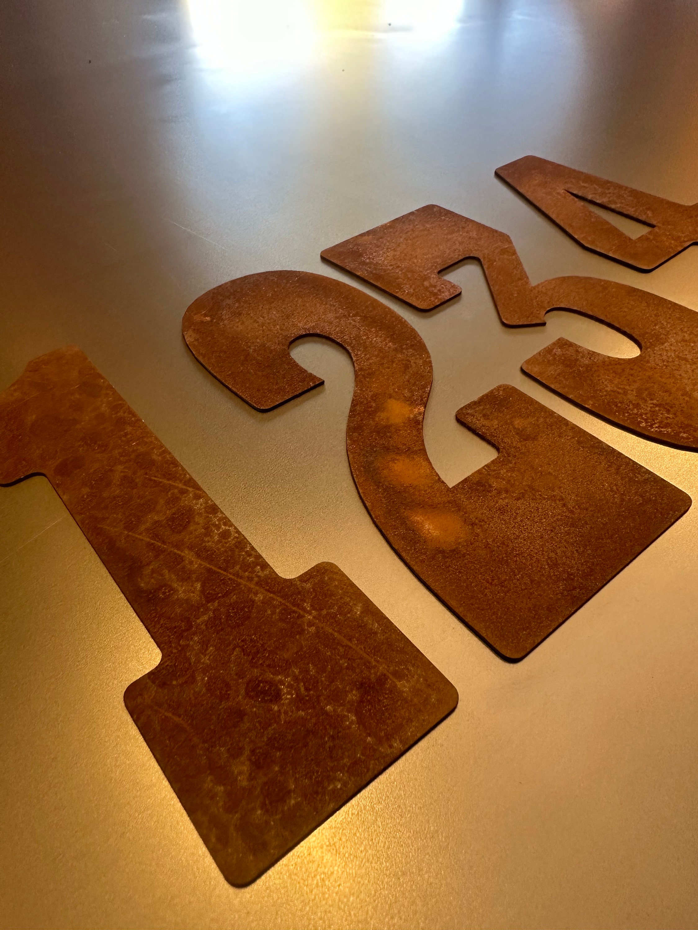 12 Inch Numbers and Letters - Rusty or Natural Steel Finish - Mounting ...