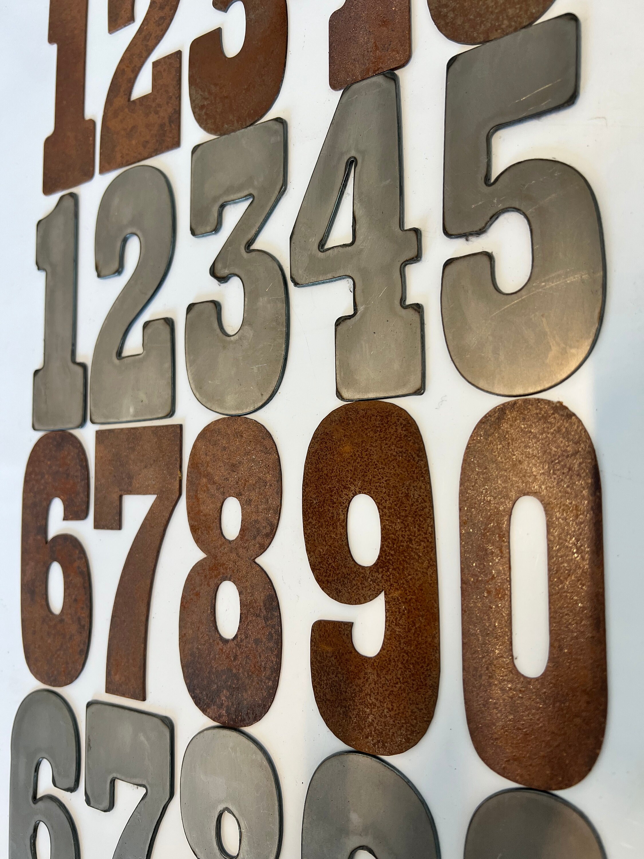 3 Inch Numbers and Letters - Rusty or Natural Steel Finish - Mounting ...