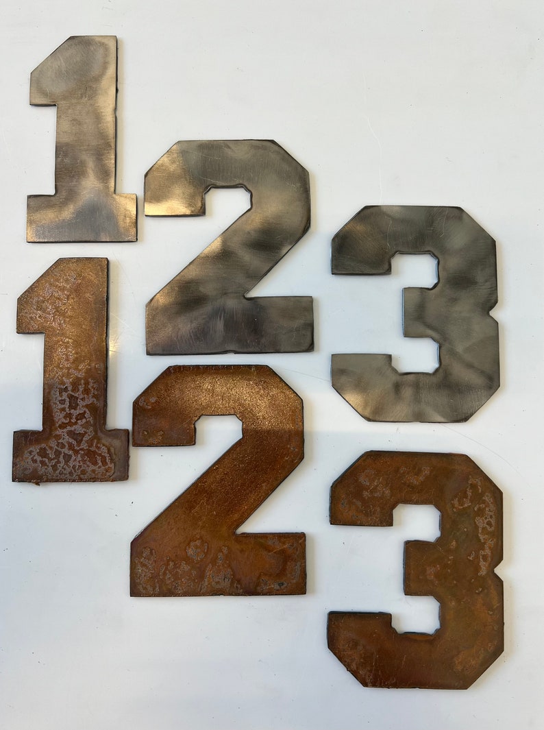 8 Inch Numbers and Letters - Rusty or Natural Steel Finish - Mounting ...