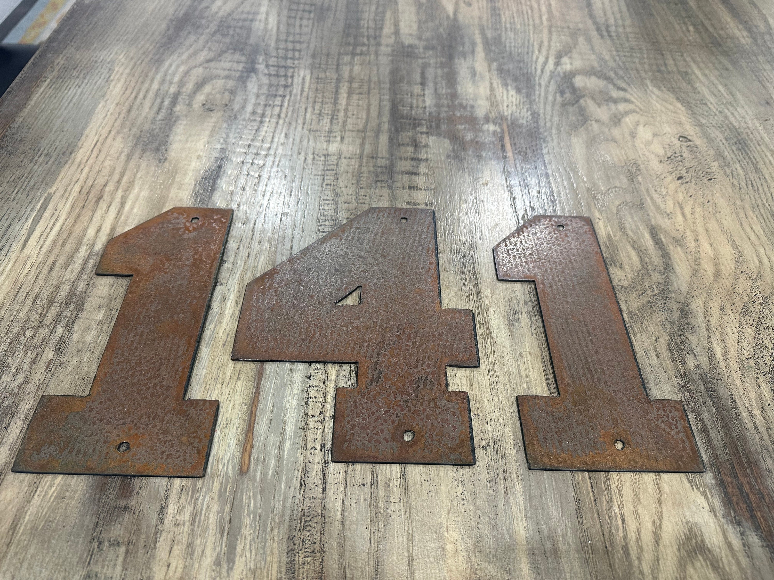 8 Inch Numbers and Letters - Rusty or Natural Steel Finish - Mounting ...