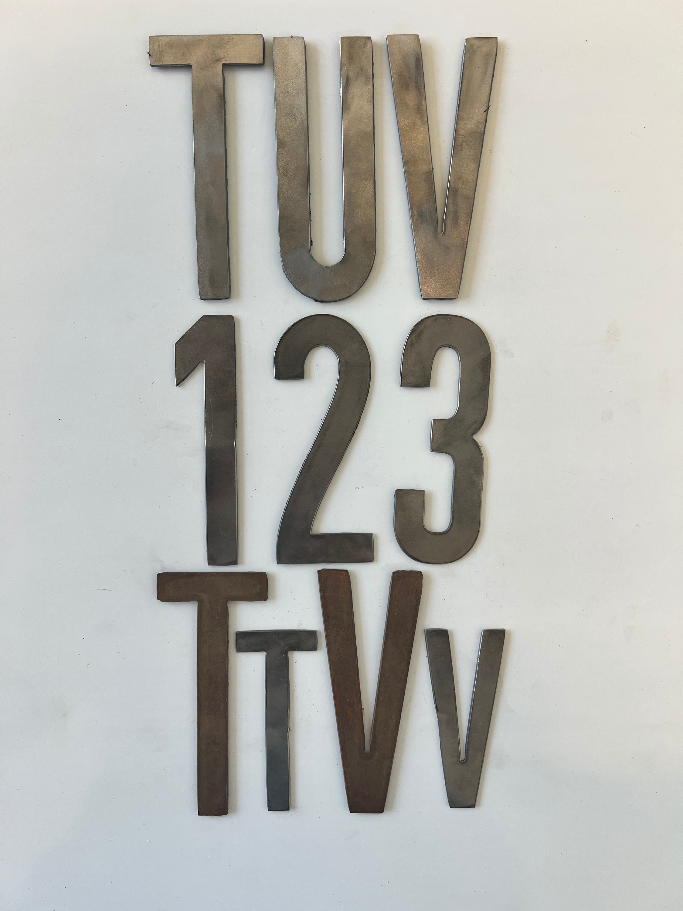 3 Inch Numbers and Letters - Rusty or Natural Steel Finish - Thin Font ...