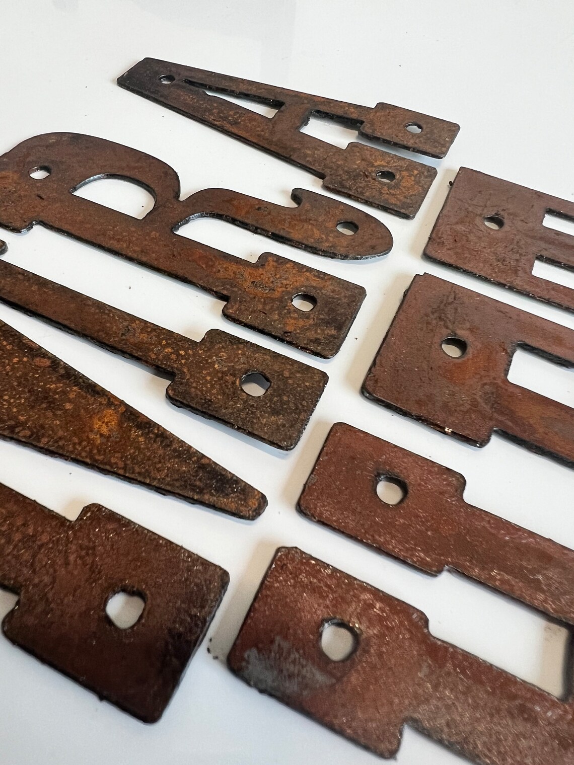 5 Inch Numbers and Letters - Rusty or Natural Steel Finish - Mounting ...