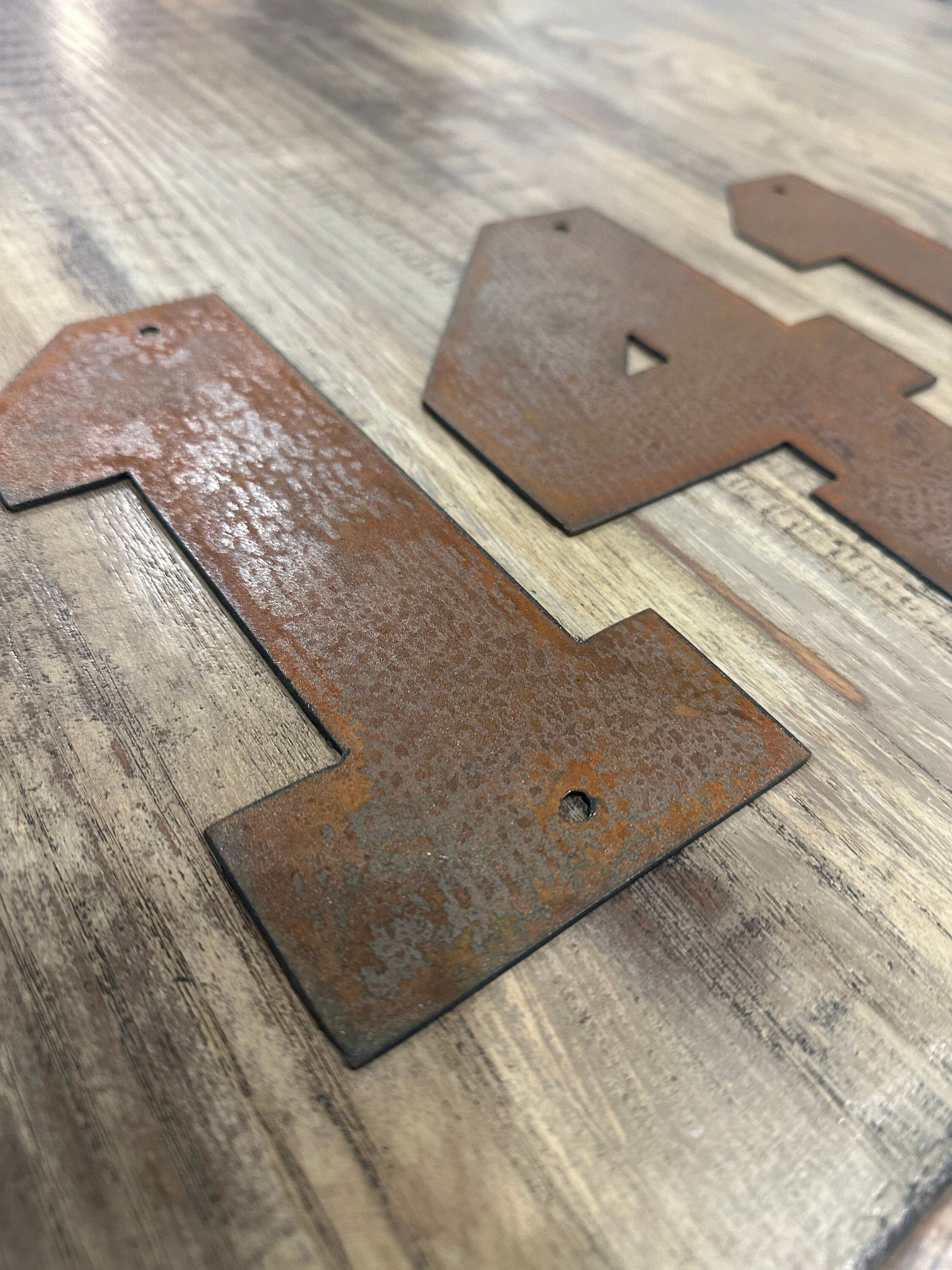 2 Inch Numbers and Letters - Rusty or Natural Steel Finish - Varsity ...