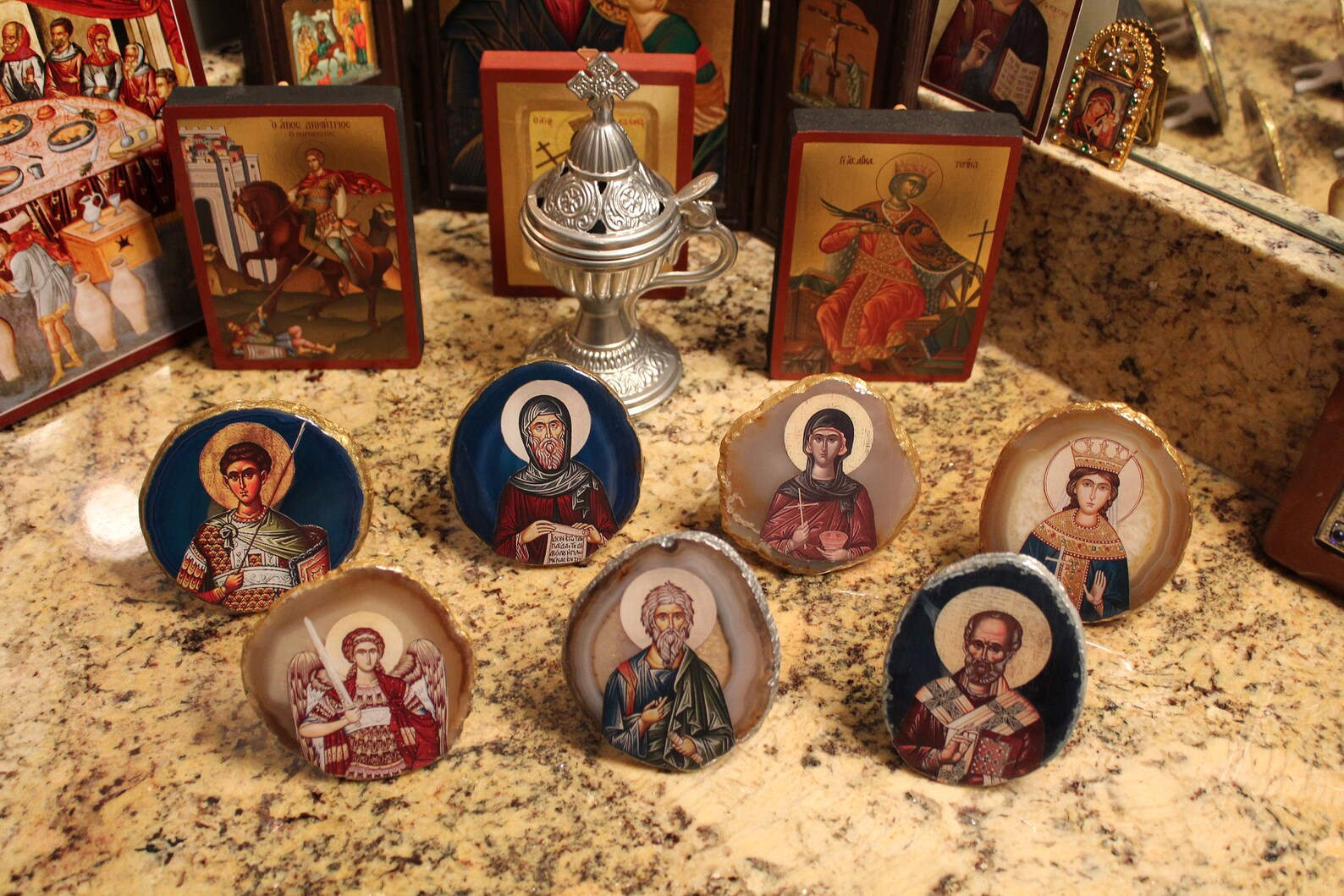 Agate Night Lights Various Saints greek Orthodox - Etsy