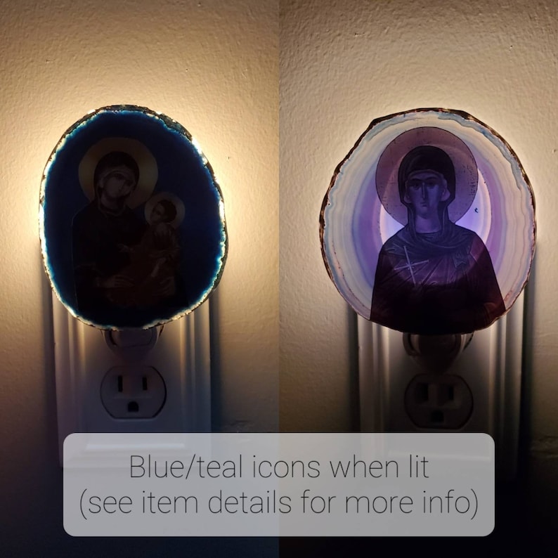 Agate Night Lights Various Saints greek Orthodox - Etsy