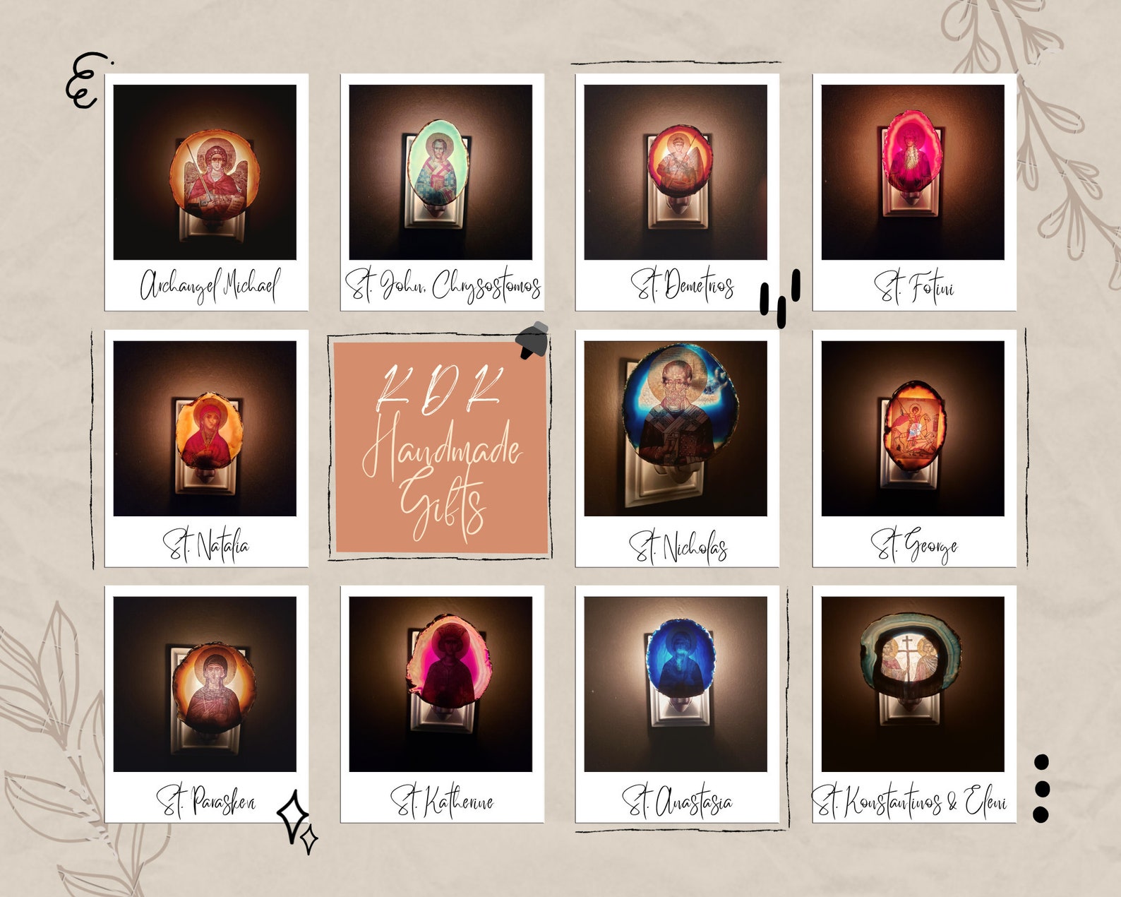 Agate Night Lights - Various Saints (greek Orthodox) - Etsy