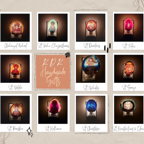 Agate Night Lights Various Saints greek Orthodox - Etsy