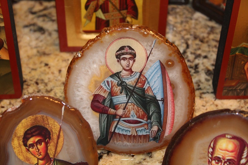 Agate Night Lights Various Saints greek Orthodox - Etsy