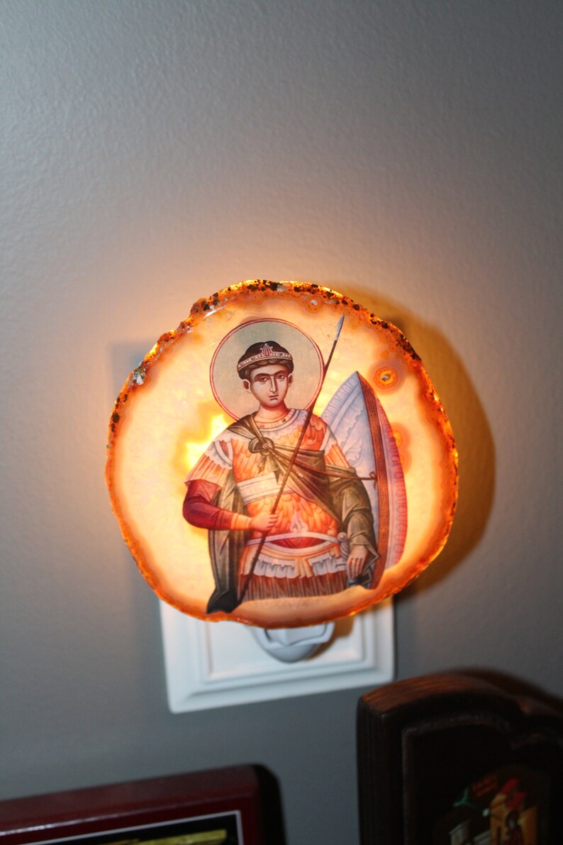 Agate Night Lights Various Saints greek Orthodox - Etsy