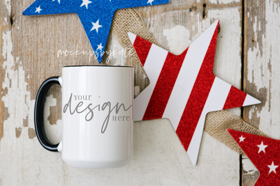 15 Oz Patriotic Mug Mockup 4th of July Mug Mockup White & Black Mug ...
