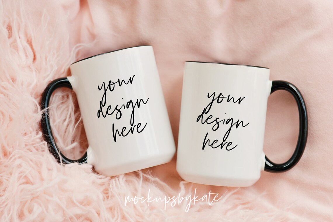 15 Oz Mug Mockup | Show Both Sides Mug Mockup | Two Mugs Mockup | Black ...