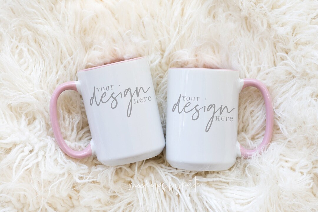 Pink Handle Mug Mockup, Two Toned Mug Mockup, 15 Oz Mug Mockup, Two ...
