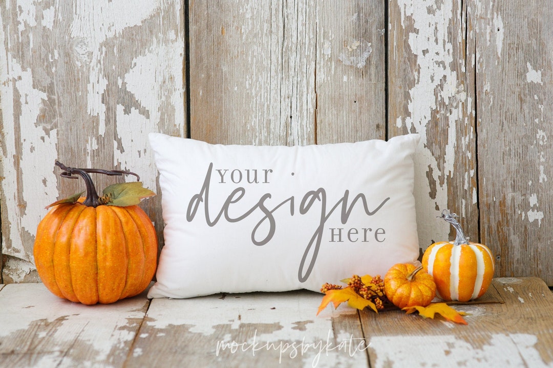 Fall Pillow Mockup | Lumbar Pillow Mockup | White Pillow Mockup ...