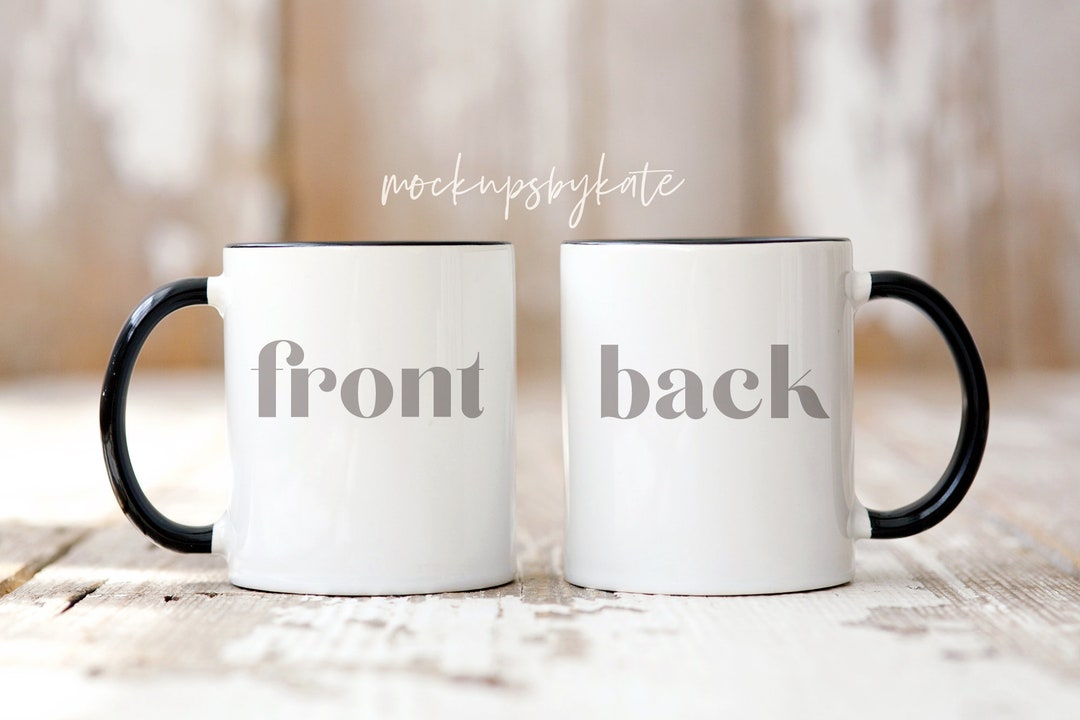 11 Oz Two Mugs Mockup | Front & Back Mug Mockup | Rustic Styled Mug ...