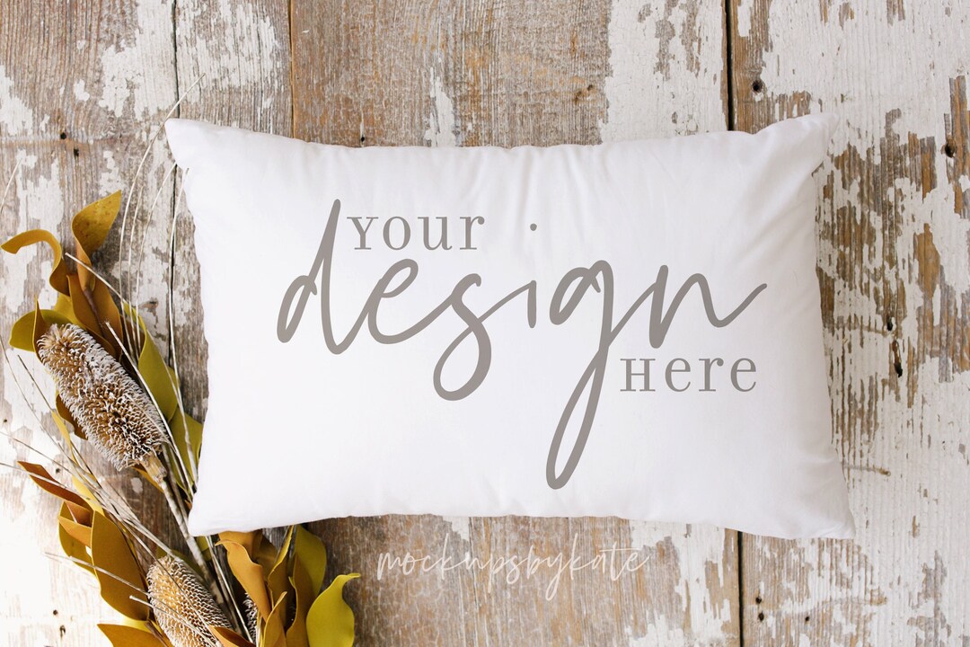 Fall Pillow Mockup | Lumbar Pillow Mockup | Rustic Pillow Mockup ...