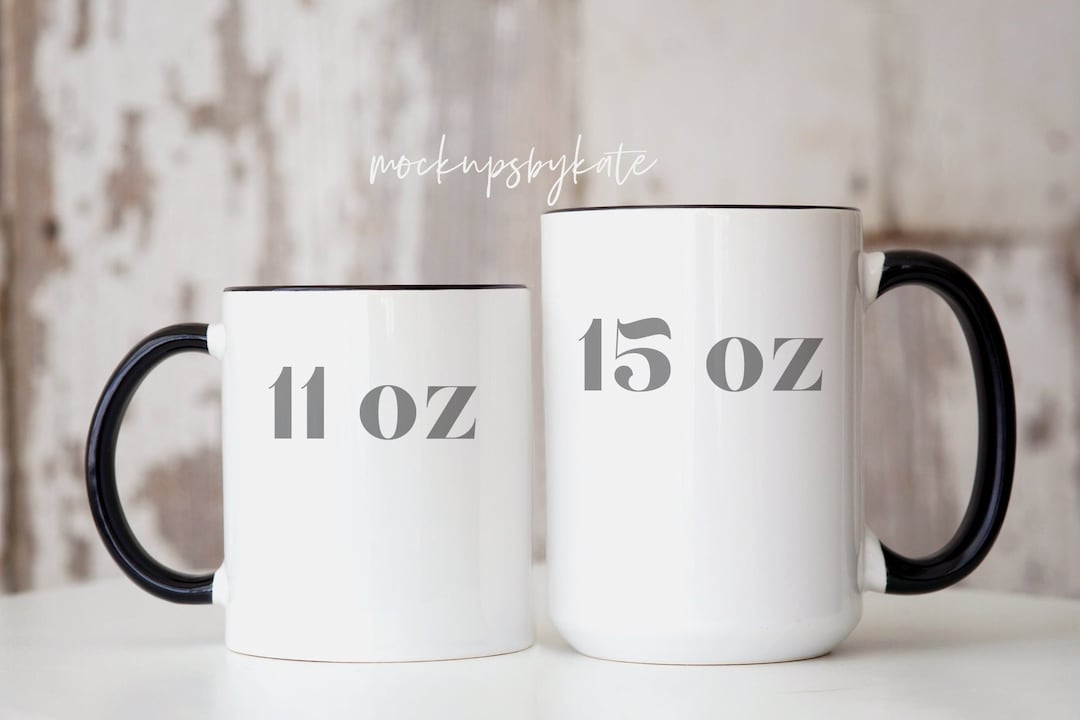 11 Oz and 15 Oz Mug Mockup | Two Mugs Mockup | Mug Size Comparison ...