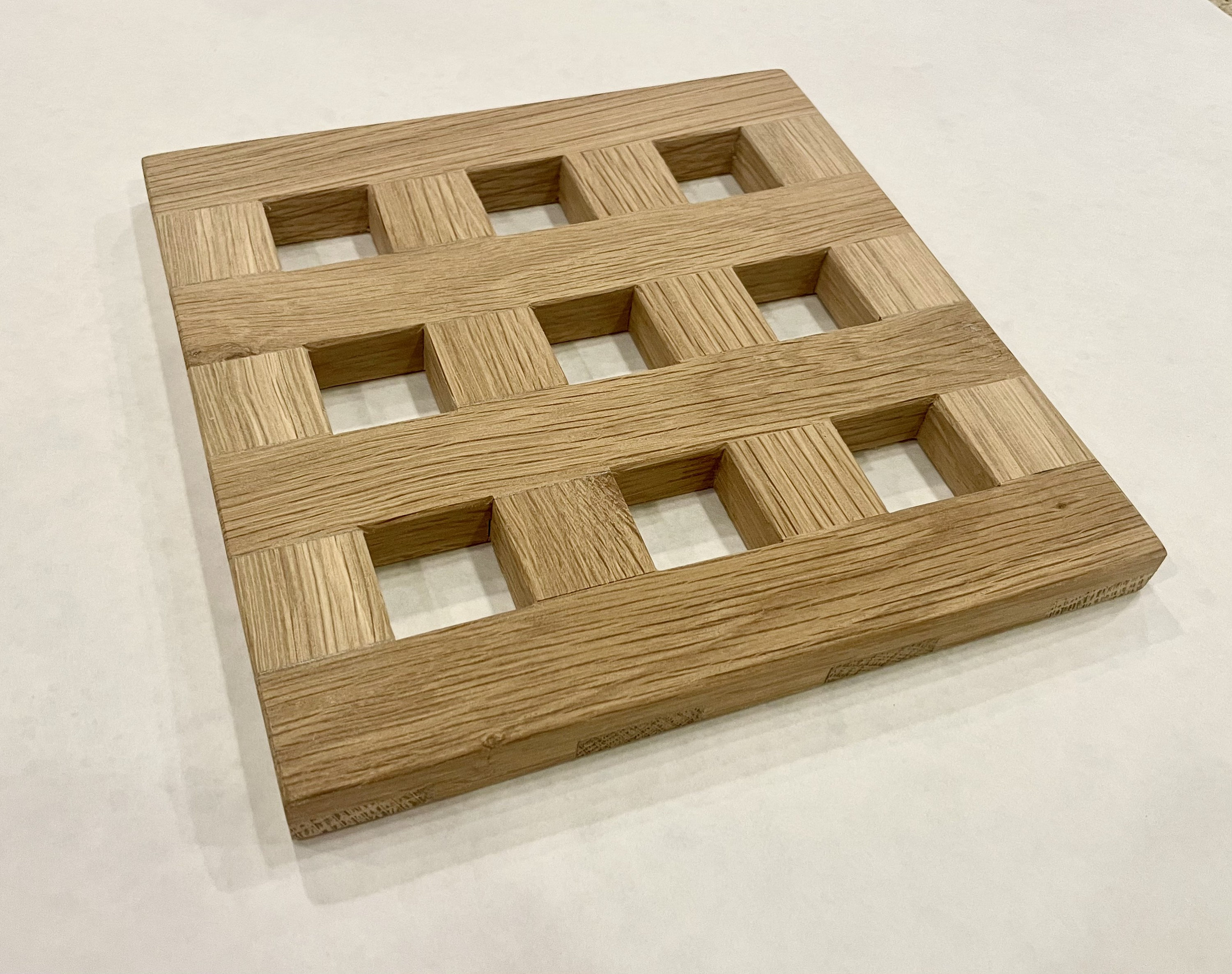 Heart of Oak Trivet - White Oak - Wood Hot Plate - Handmade - Lattice Design - 7 1/8" Square - 5 ...