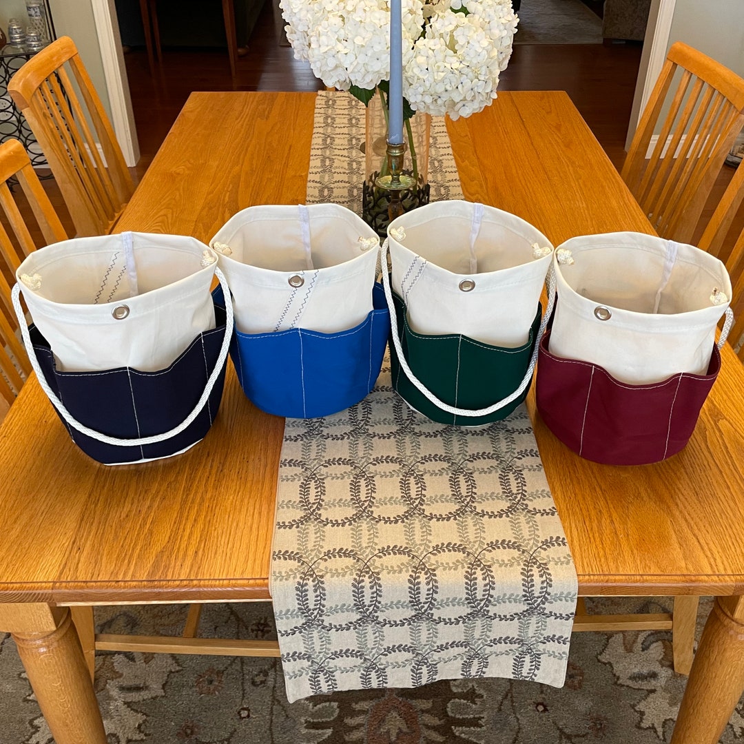 Upcycled Sailcloth & Sunbrella Canvas Tool Bag - 6 External Pockets ...