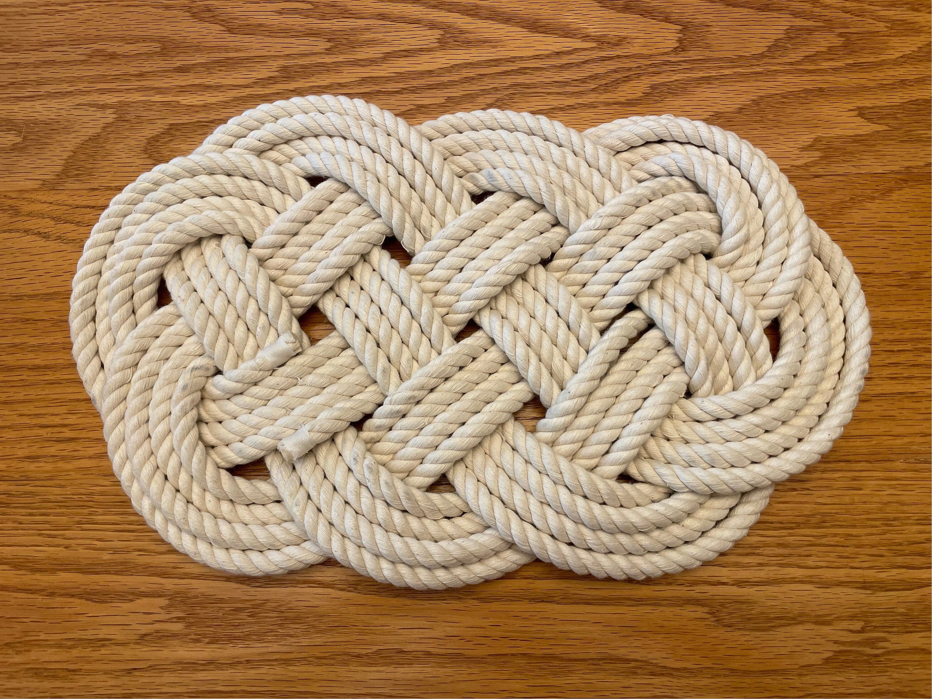Natural Cotton Ocean Plait Mat Hand-knotted Centerpiece Nautical Beach ...