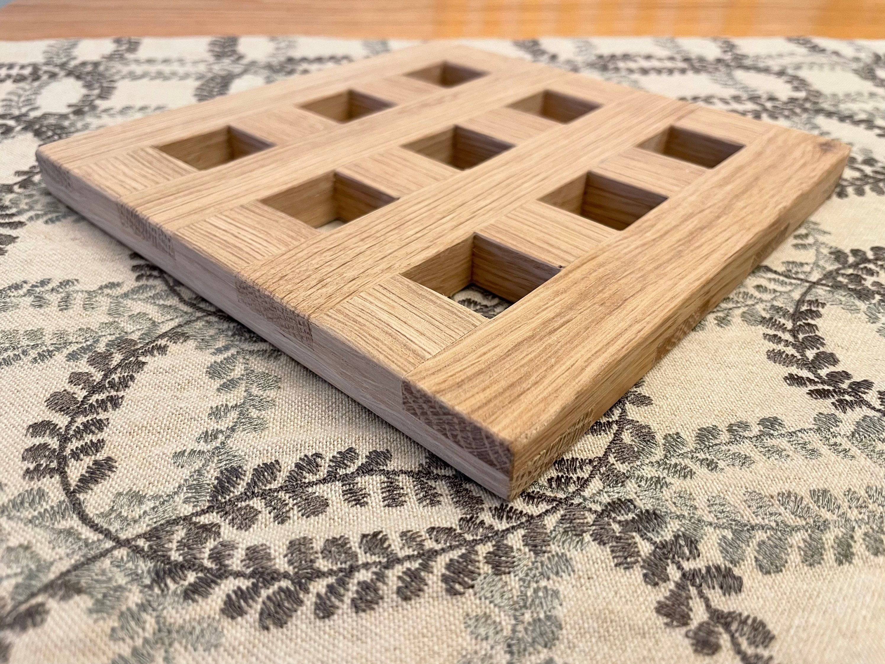 Heart of Oak Trivet - White Oak - Wood Hot Plate - Handmade - Lattice Design - 7 1/8" Square - 5 ...