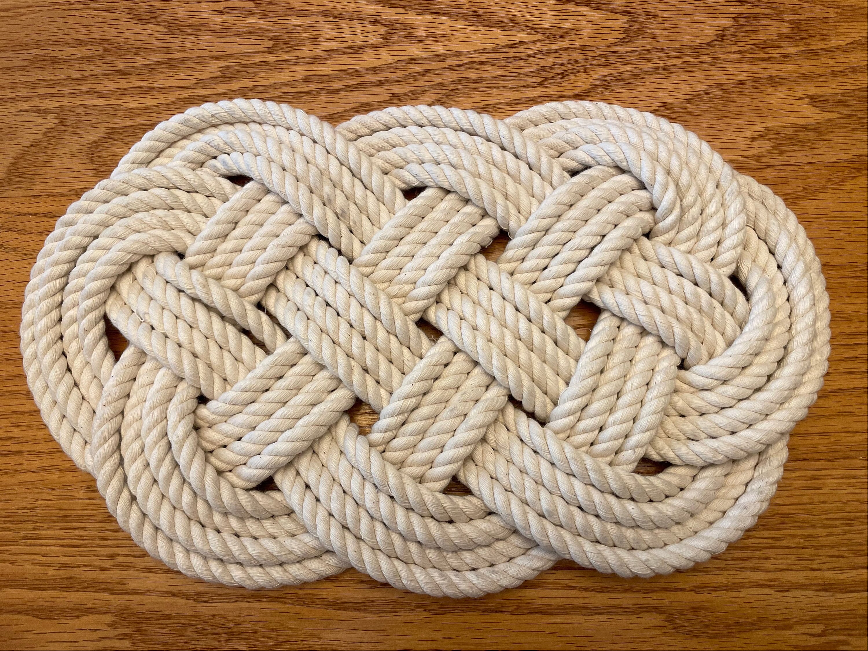 Natural Cotton Ocean Plait Mat Hand-knotted Centerpiece Nautical Beach ...