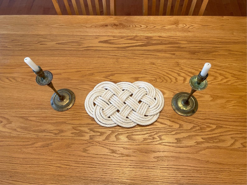 Natural Cotton Ocean Plait Mat Hand-knotted Centerpiece Nautical Beach ...