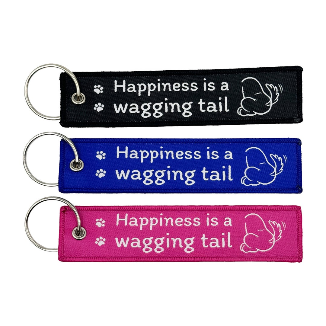 Happiness is a Wagging Tail - Dog Keychain / Jet Tag - Gift for Pet ...