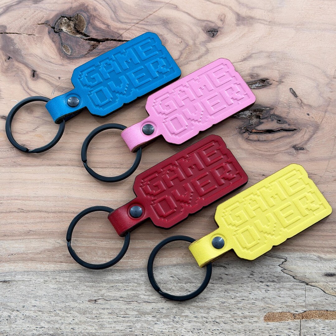 Game Over Leather Keychain | Arcade Retro Keyring | Gaming - Etsy