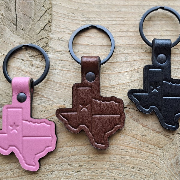 Leather Texas Keychain - Etsy