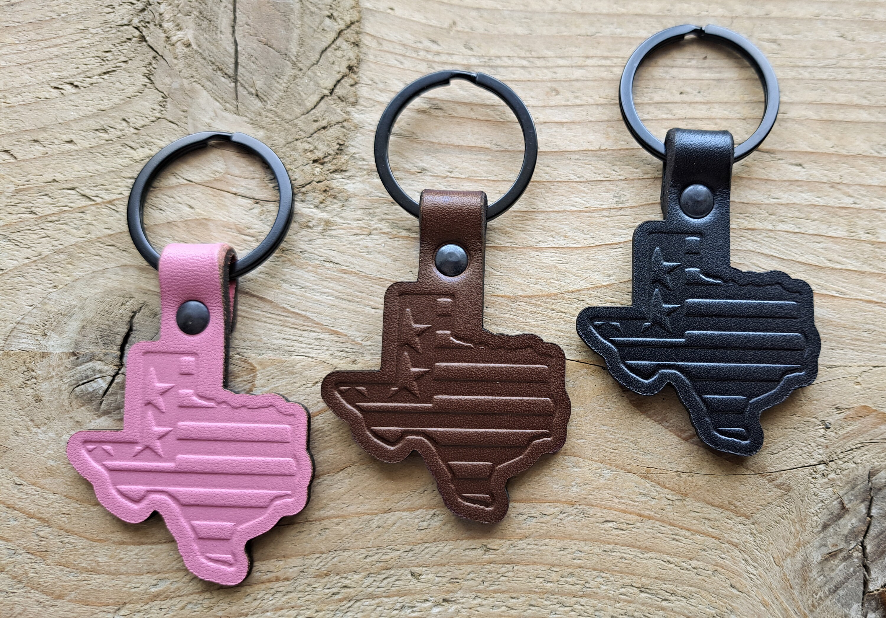 Texas USA Flag Handmade Italian Leather Keychain Keyring - Etsy