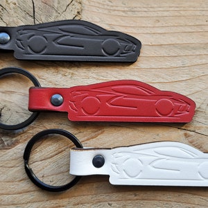 Silhouette Leather Keychain for Corvette C8 Key Fob - Etsy