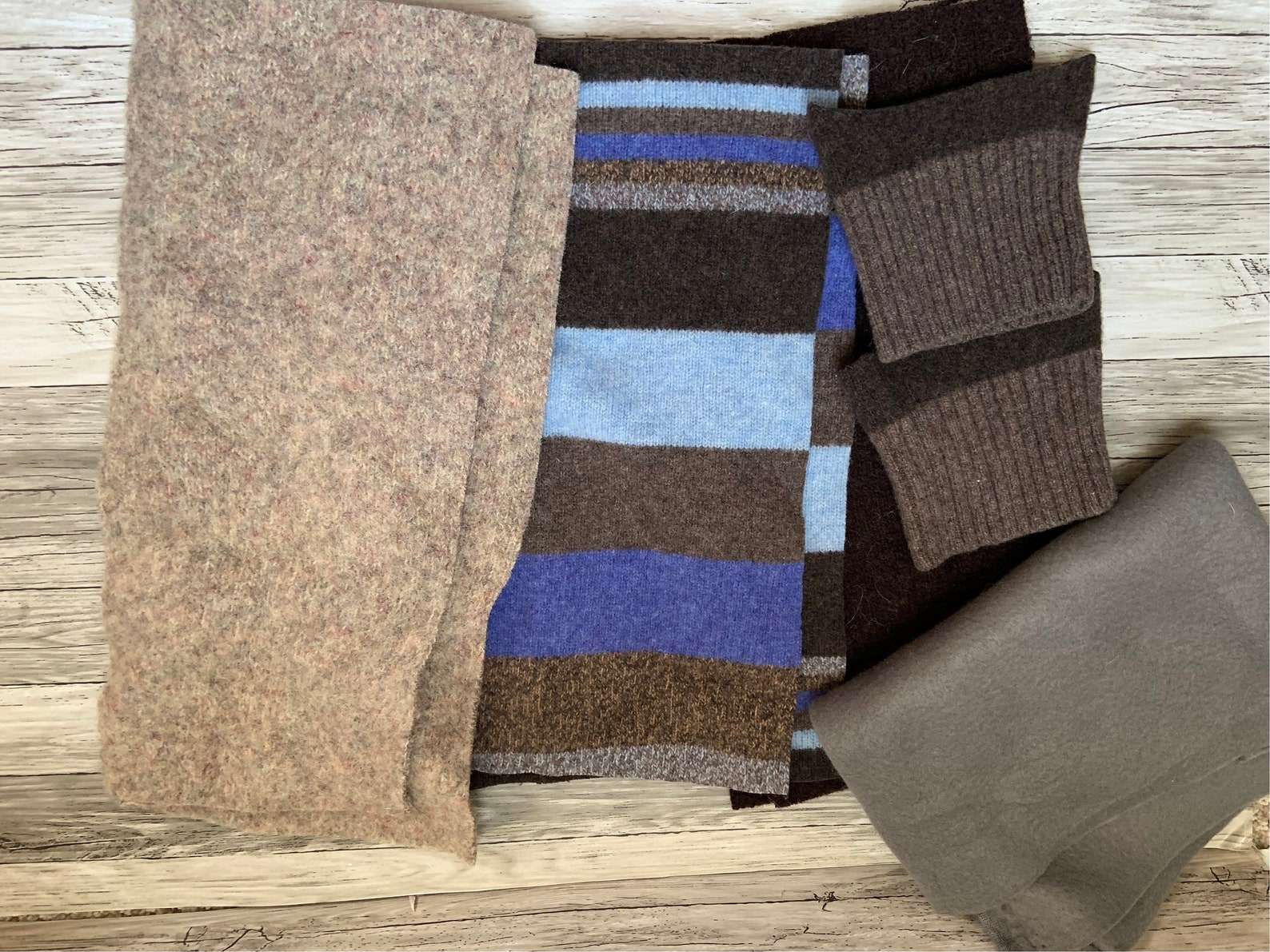 Felted Wool Sweater Mitten Kit, DIY Upcycled Mitten Project, Ribbing ...