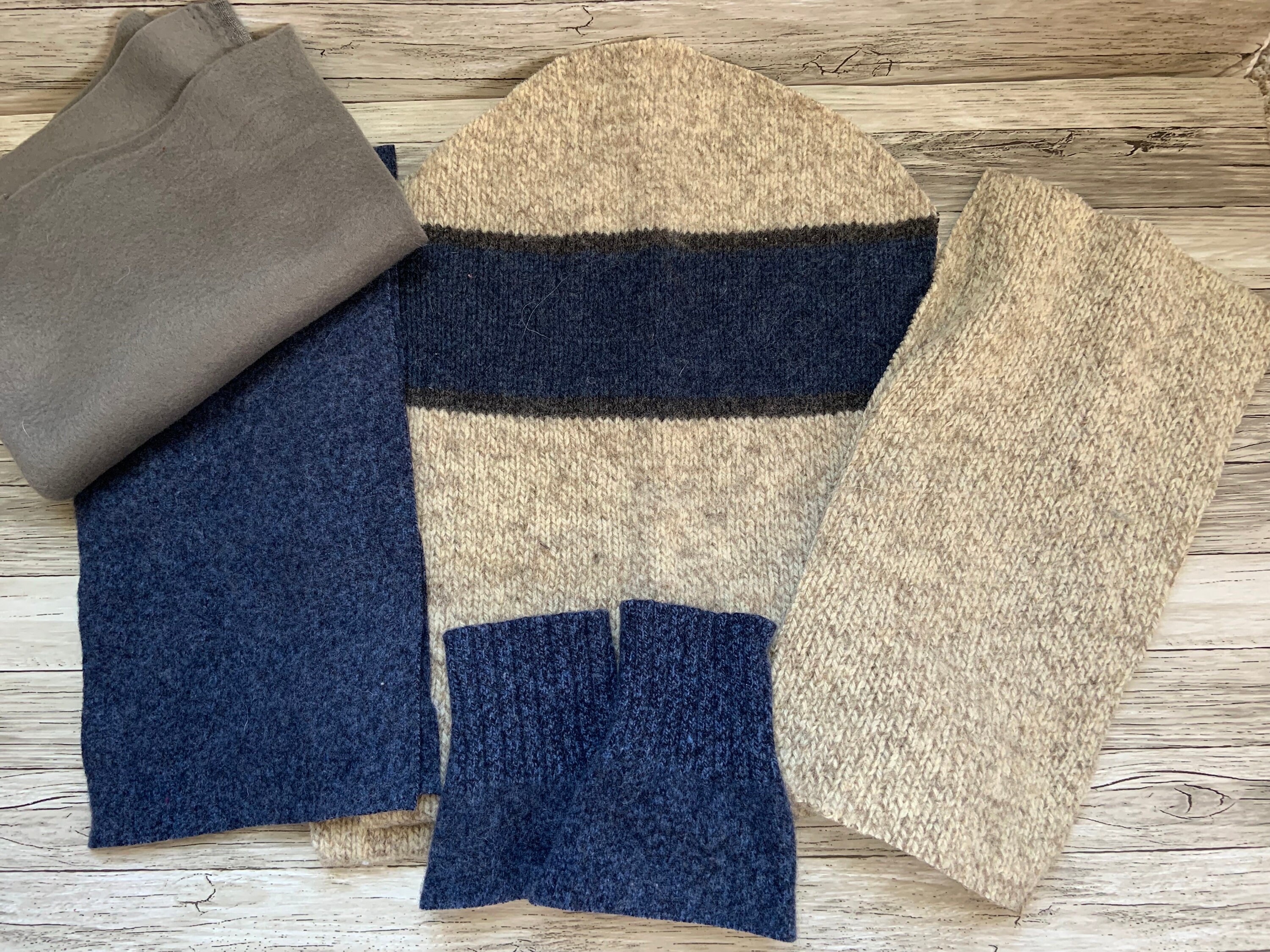 Felted Wool Sweater Mitten Kit, DIY Upcycled Mitten Project, Ribbing ...
