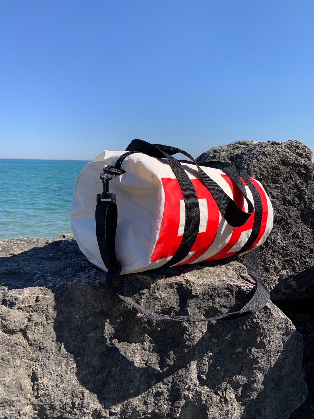 Upcycled Sail Duffle Bag, Recycled Sail Gym Bag, Zero Waste Sports Bag ...