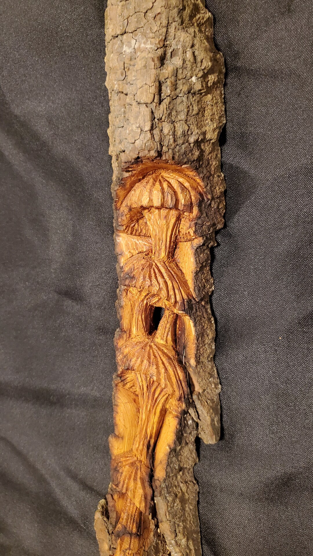 Hand-carved king Trumpet Mushroom Wall Art Rustic 19-inch Cottonwood ...