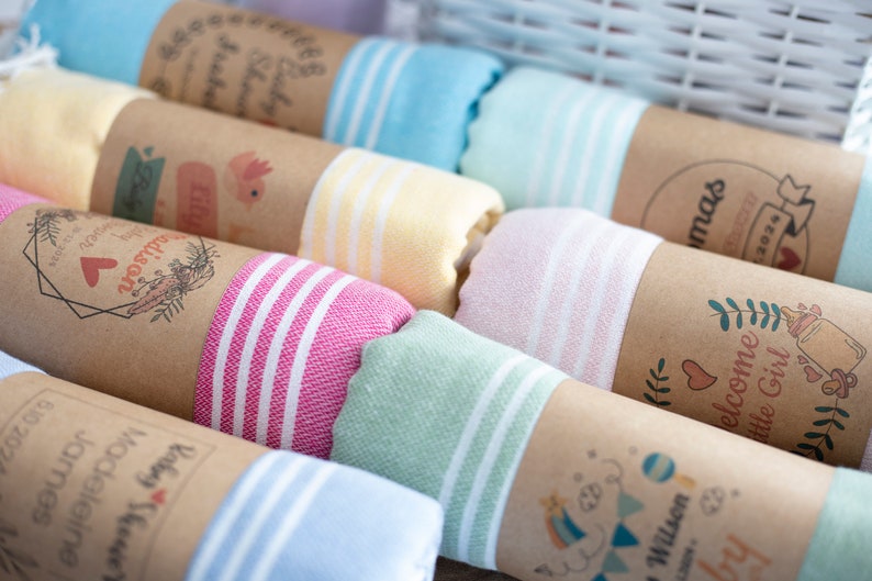 Baby Shower Gift: Customized Label Favor, Cotton Bath & Beach Towel - Etsy